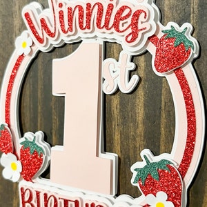 3D Berry First Birthday Custom Name Strawberry Smash Cake Topper One ...