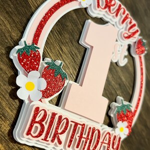 3D Berry First Birthday Custom Name Strawberry Smash Cake Topper One ...