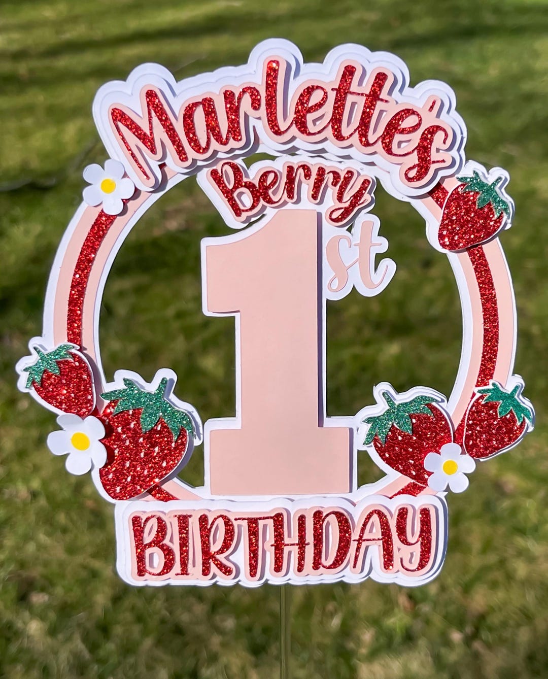 Berry First Birthday Cake Topper Strawberry - Etsy