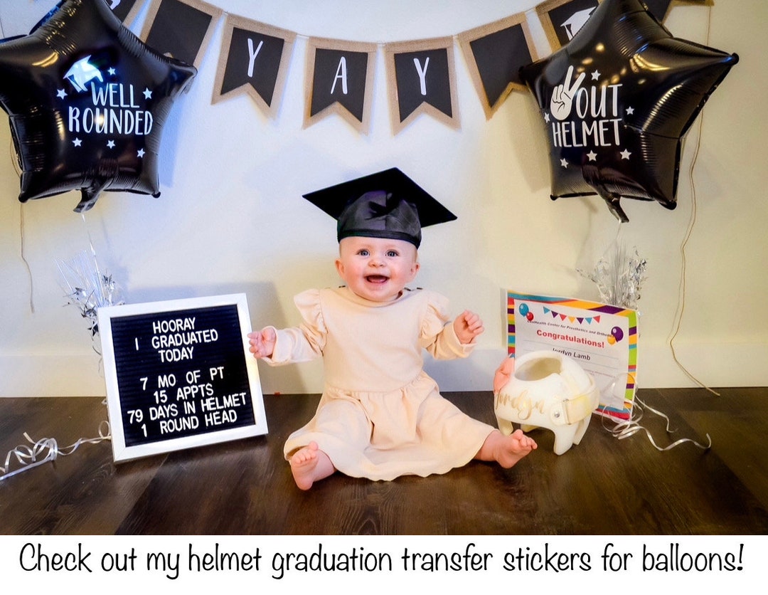 Helmet Graduation Personalized Banner Baby Cap Congrats Well Rounded ...