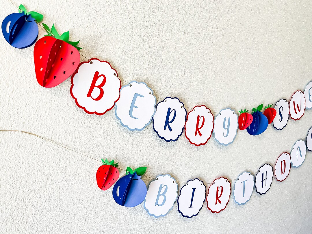 Mixed Berry Sweet Birthday Banner Personalized Name Customized ...