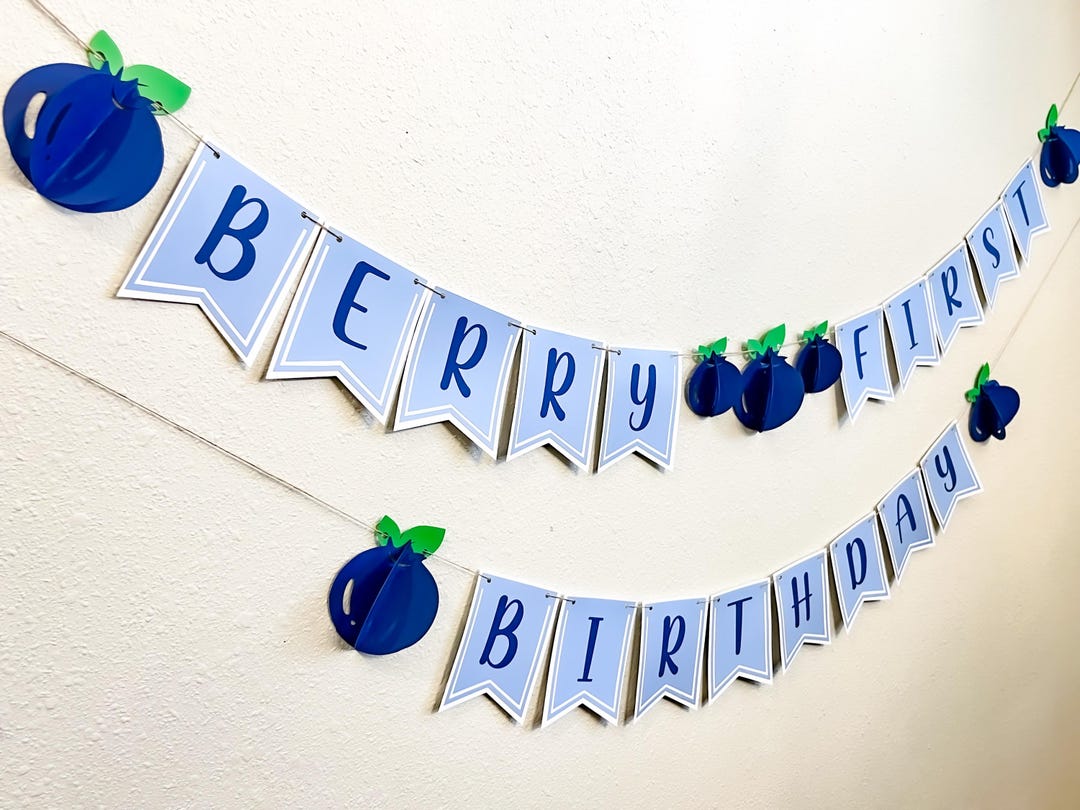 Berry First Birthday Blueberry Banner Personalized Customized - Etsy