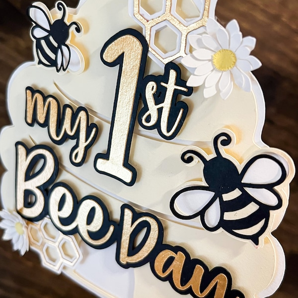 Bee 1st Birthday Cake Topper - Etsy