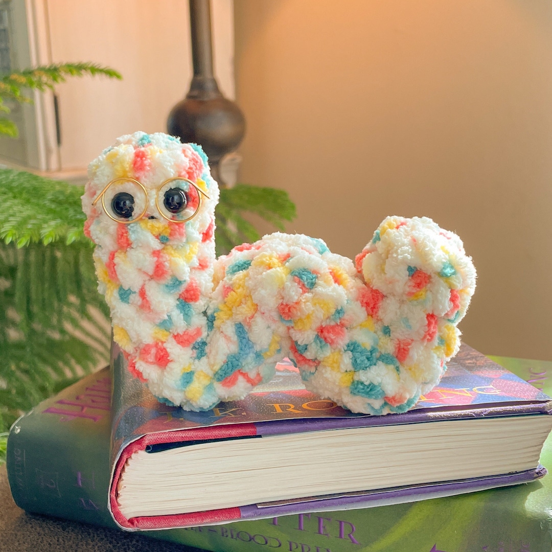 Speckled Bookworm Plushie Crochet Soft and Fluffy Amigurumi cozy ...