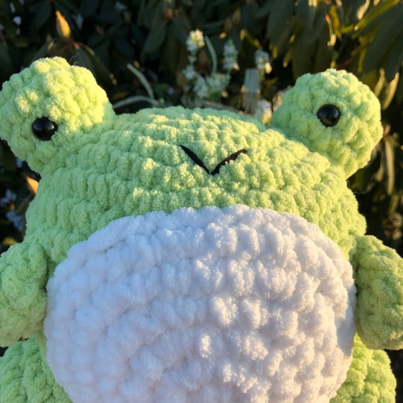 Plump Frog Plushie Giant Soft and Fluffy Crochet Amigurumi cute Frog Plush frog Lover cuddly Froggy Stuffed Animal sage Green velvet Etsy UK