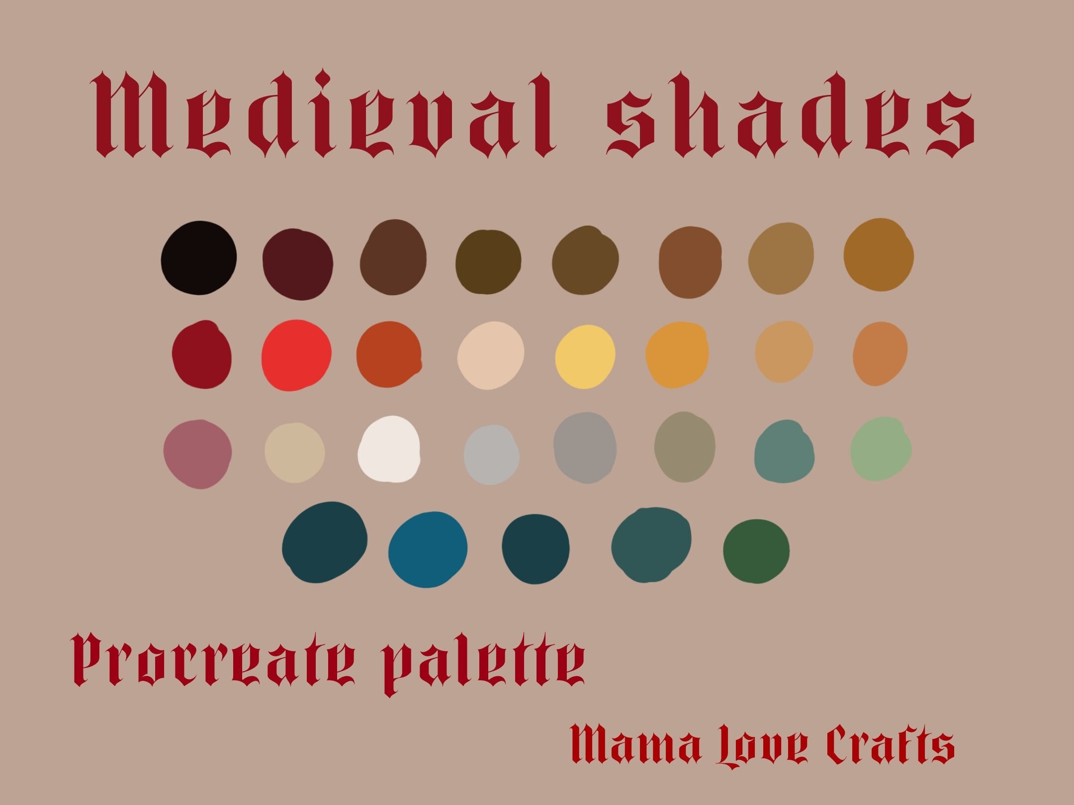 Procreate Colour Palette Medieval Shades Digital Download - Etsy