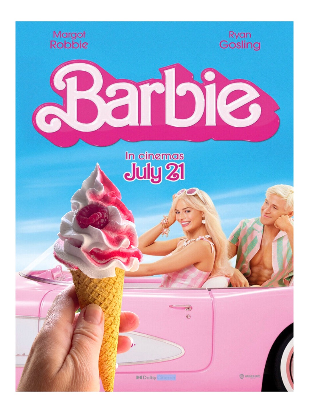 Barbie Movie, FAKE Ice Cream Raspberry Ripple Food Prop Replica Display Food Fill Size - Etsy UK