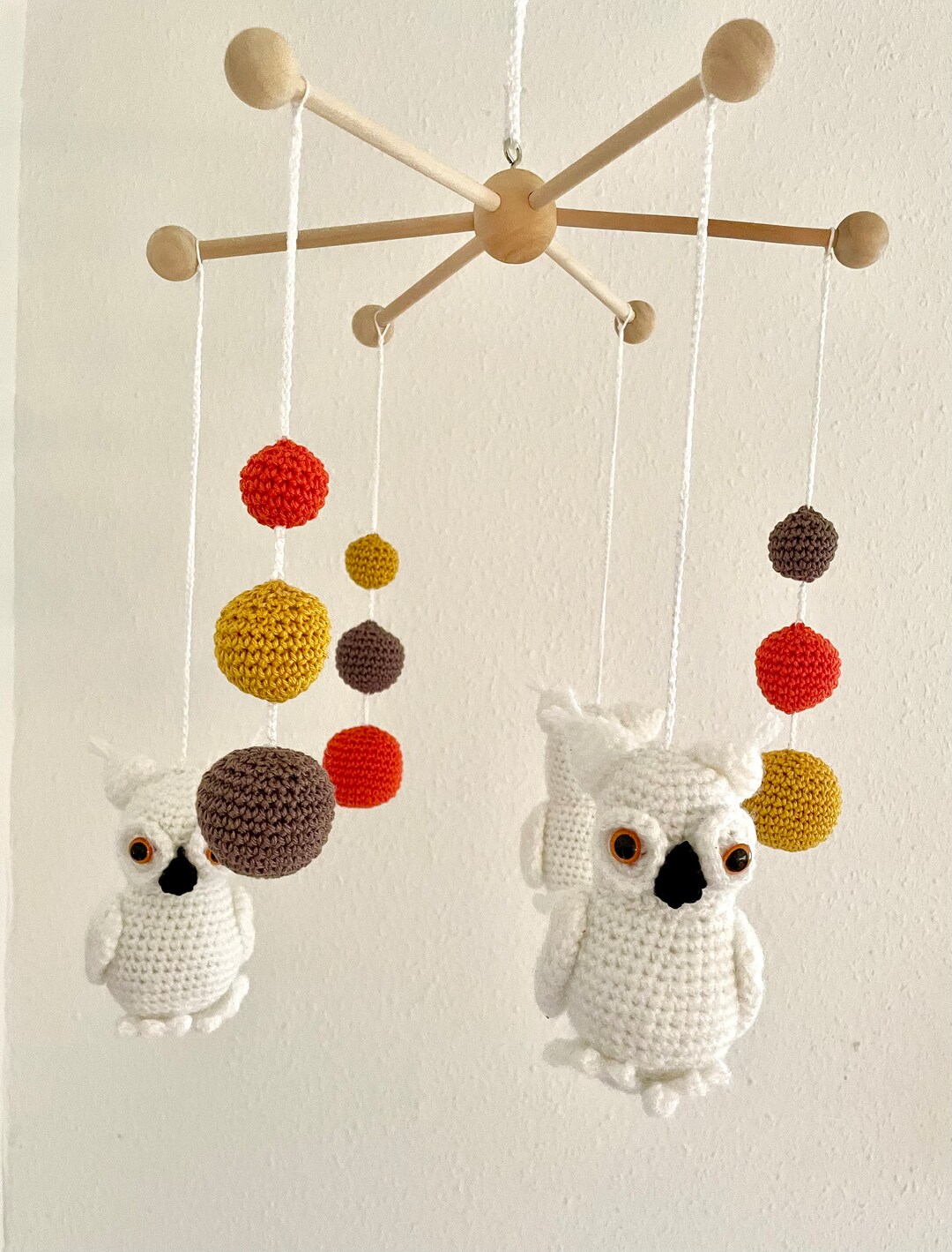 Mobile Baby With Crocheted Owls and Balls From babybees, 6 Mobile Arms ...