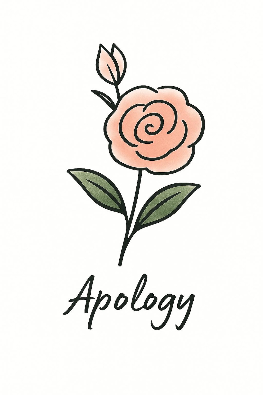 Apology Rose Printable PNG • Digital Red Rose Art • I’m Sorry Gift ...