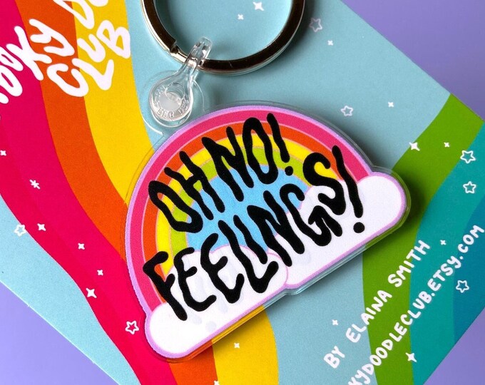 Rainbow OH NO! FEELINGS! Keychain - Recycled Plastic Rainbow Acrylic ...