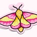 ROSY MAPLE MOTH Sticker - Pink Moth Sticker, Pastel Stationery ...