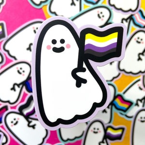 NONBINARY PRIDE GHOST Sticker Enbi Flag Sticker Nb Cute - Etsy