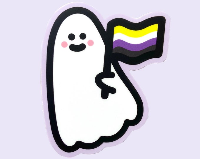 NONBINARY PRIDE GHOST Sticker - Enbi Flag Sticker, Nb Cute Sticker, Nonbinary Pride Flag Sticker ...
