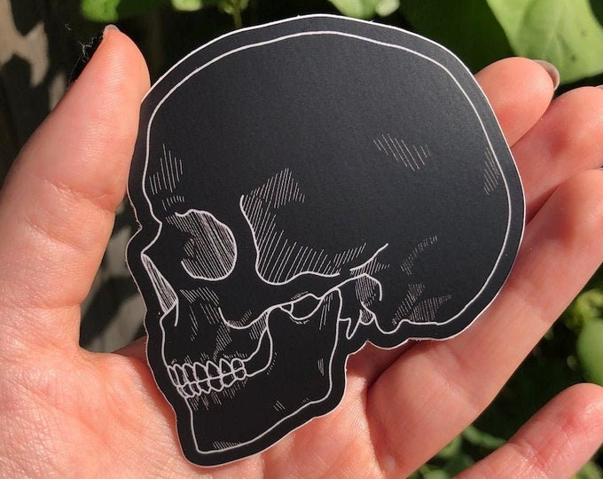 BLACK SKULL STICKER Vinyl Anatomical Bone Sticker, Gothic Skull Sticker ...