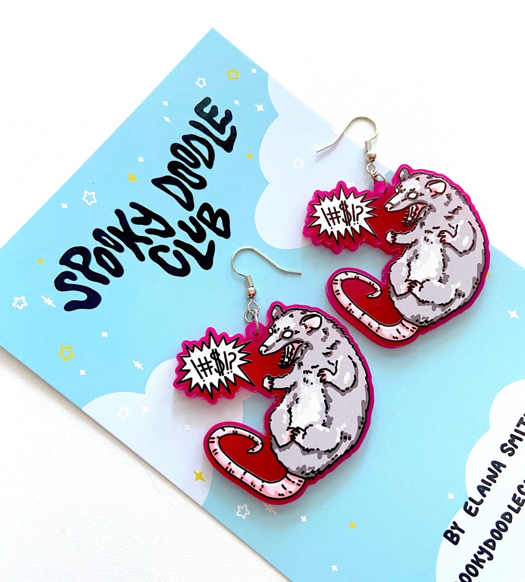 SCREAMING OPOSSUM EARRINGS Angry Possum Earrings, Cute Opossum Lover ...