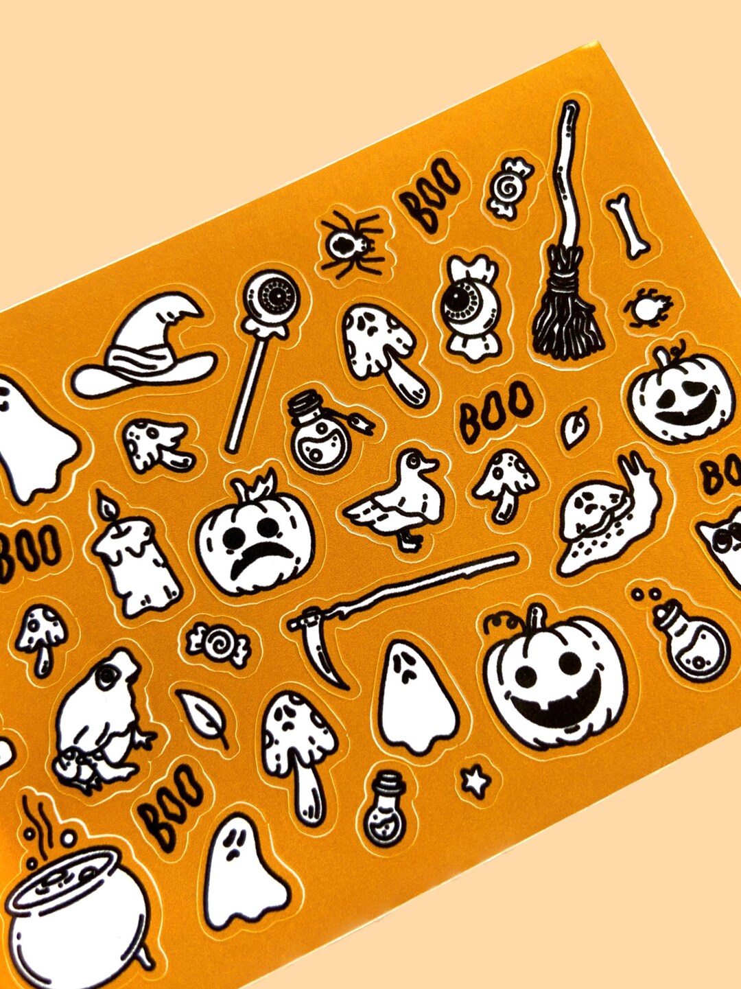 BOOS & GHOULS Sticker Sheet - Vinyl Halloween Doodle Sticker Sheet ...