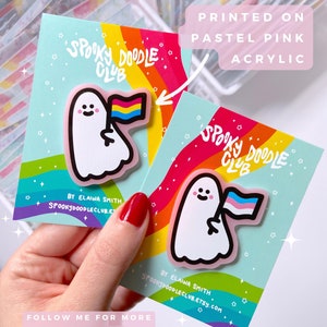 PAN PRIDE Ghost Pin ~ Cute Acrylic Pan Pride Flag Pin, Pansexual ...