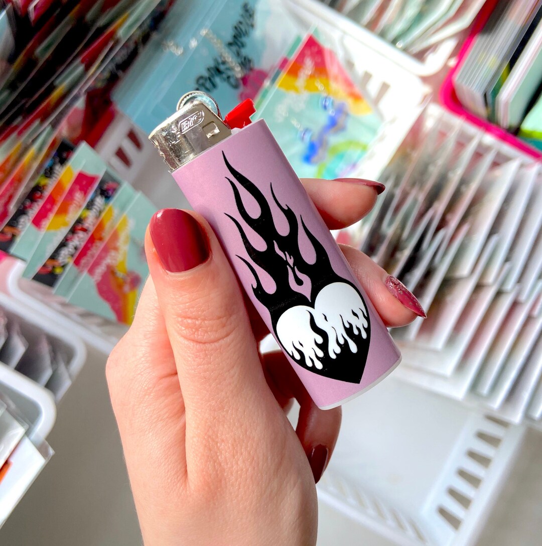 FLAMING HEART LIGHTER Spooky Doodle Club Bic Lighter - Etsy