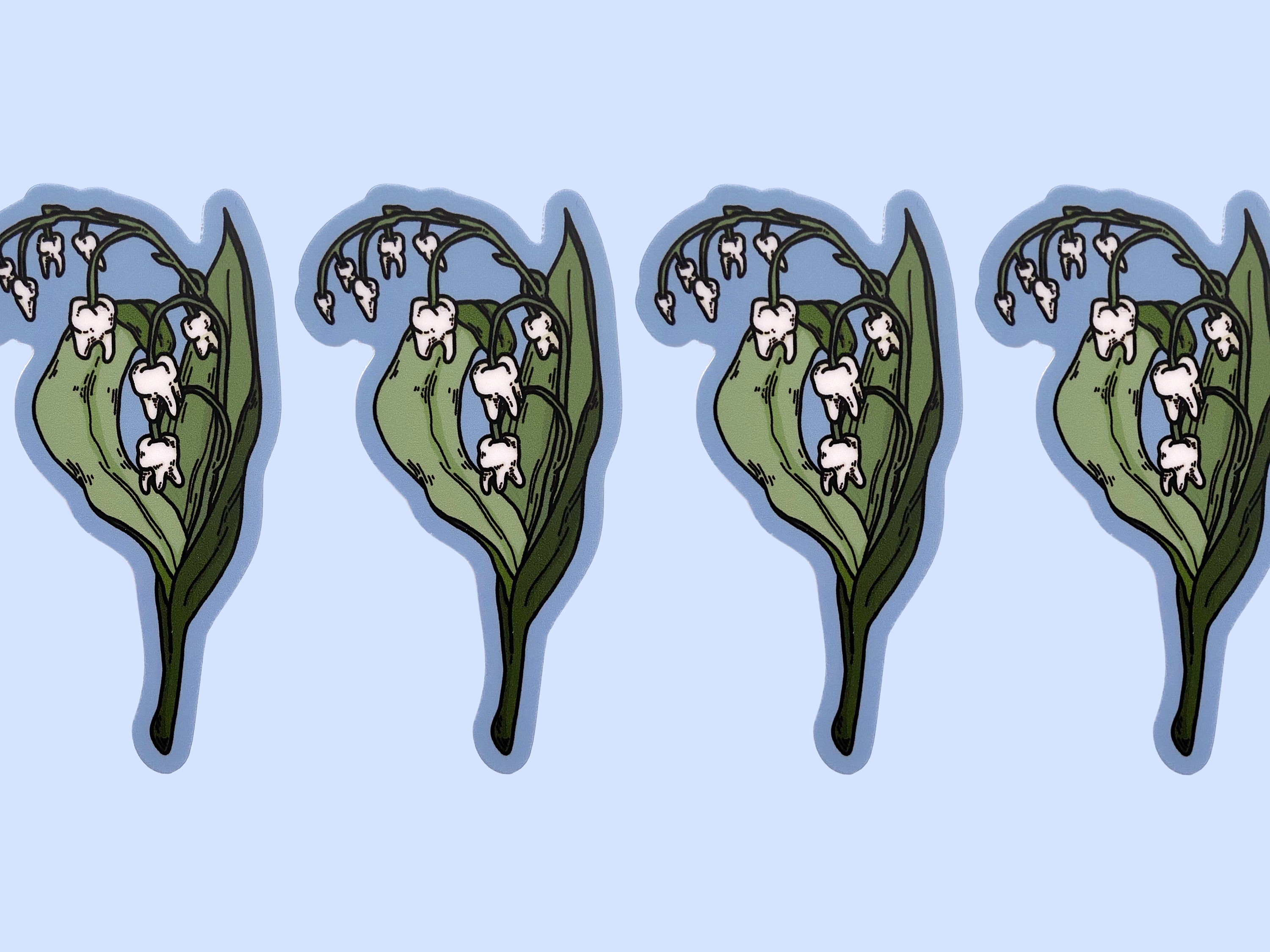 LILY TEETH STICKER - Macabre Lily of the Valley Art Sticker, Vinyl ...