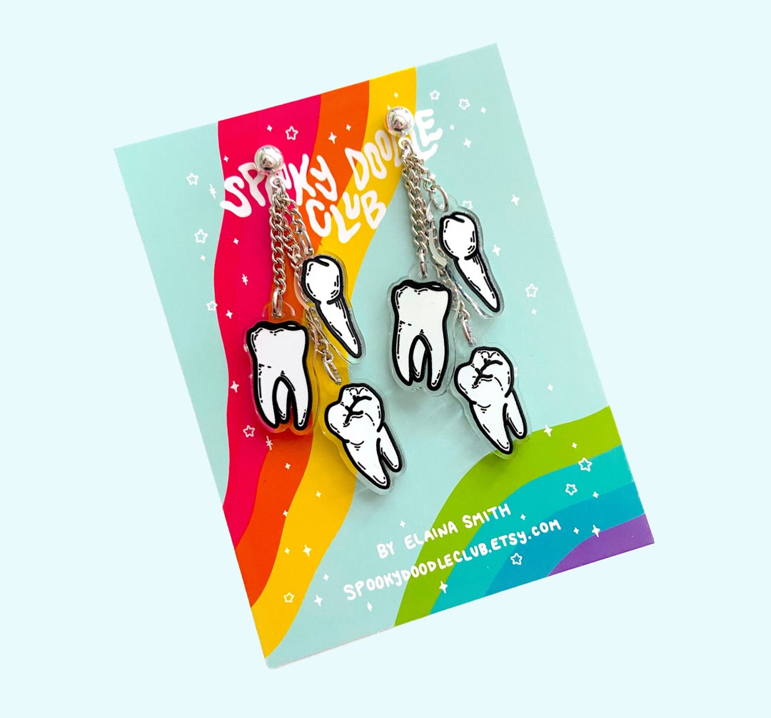 BUNCH OF TEETH Earrings Creepy Anatomical Stud Earrings, Human Tooth ...