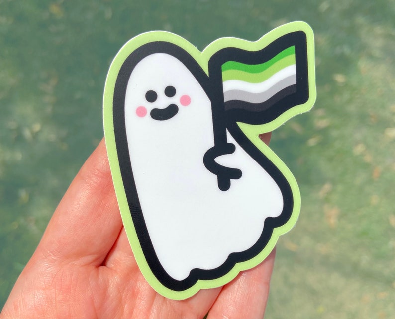 ARO PRIDE GHOST Sticker - Spooky Cute Aromantic Pride Flag Sticker ...
