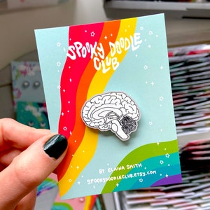 BRAIN PIN - Glitter Acrylic Pin, Sagittal Brain Diagram Pin ...
