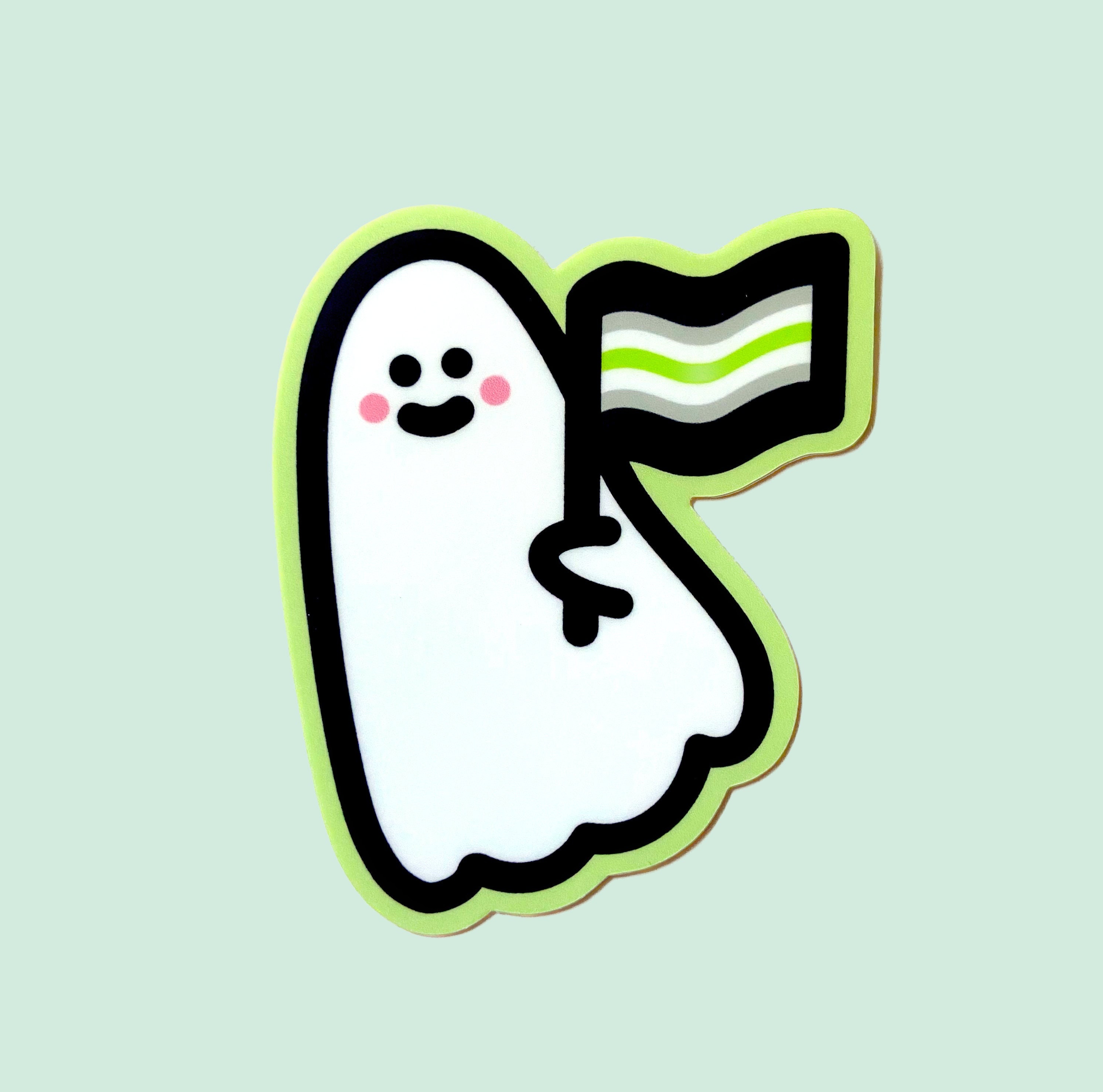 AGENDER PRIDE GHOST Sticker - Spooky Cute Nonbinary Pride Flag Sticker ...