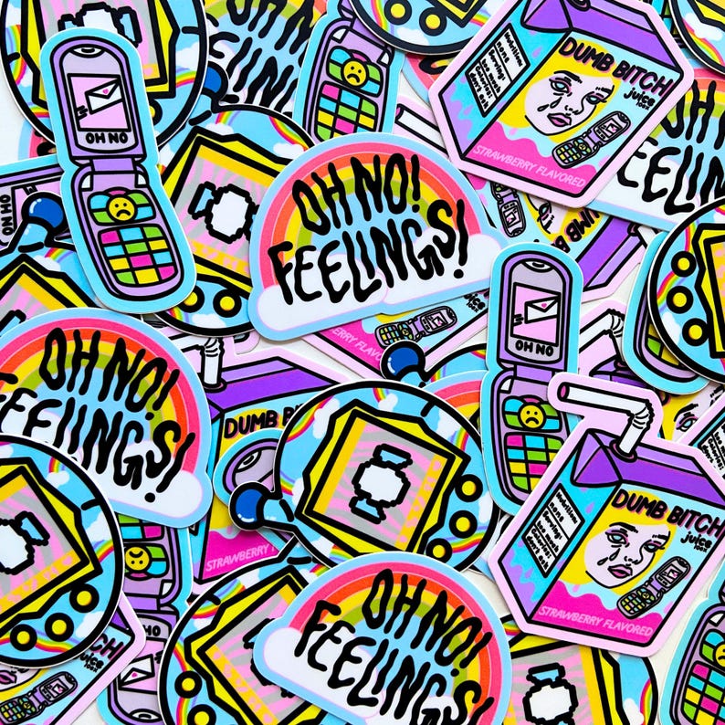 FLIP PHONE STICKER - Cute Y2K Sticker, 90s Aesthetic Stationery, Oh No ...