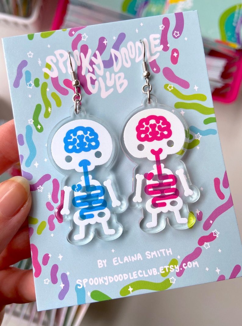 HAPPY SAD SKELETON Earrings - Mismatched Skeleton Earrings, Recycled ...