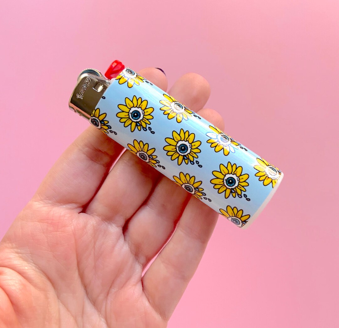 CRYING SUNFLOWER LIGHTER Floral Eyeball Bic Lighter Creepy - Etsy
