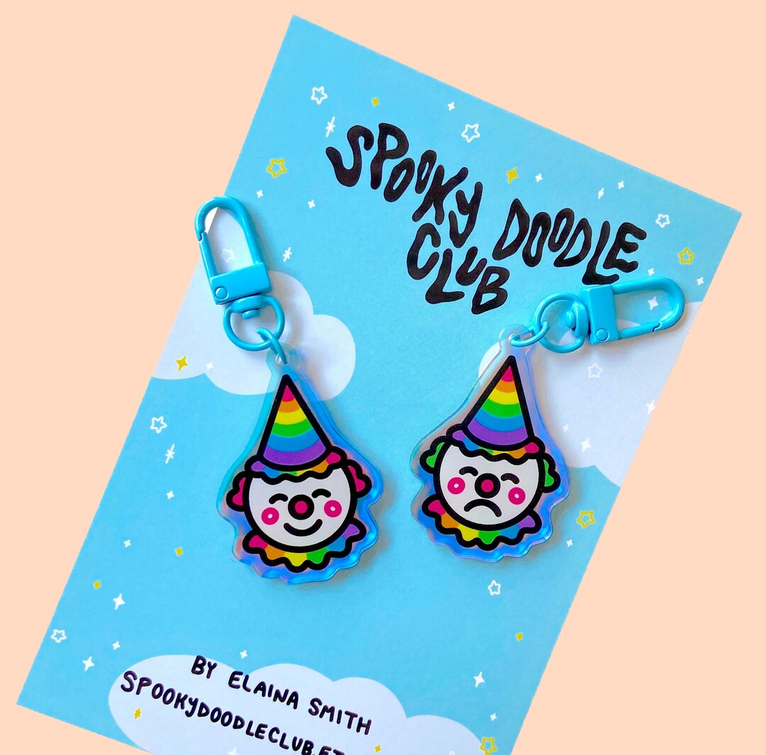 HAPPY SAD CLOWN Keychain Clowncore Acrylic Keychain - Etsy
