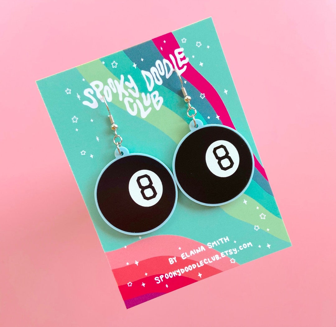MAGIC 8 BALL EARRINGS - Acrylic 90s Toy Earrings, Fortune Teller 8 Ball ...