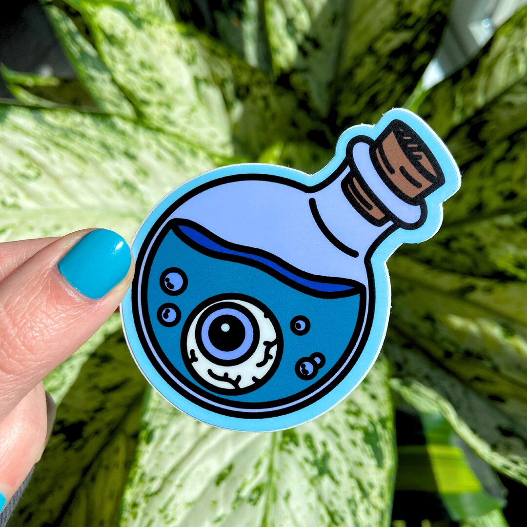 EYEBALL POTION STICKER - Eye in a Bottle Spooky Sticker, Creepy ...