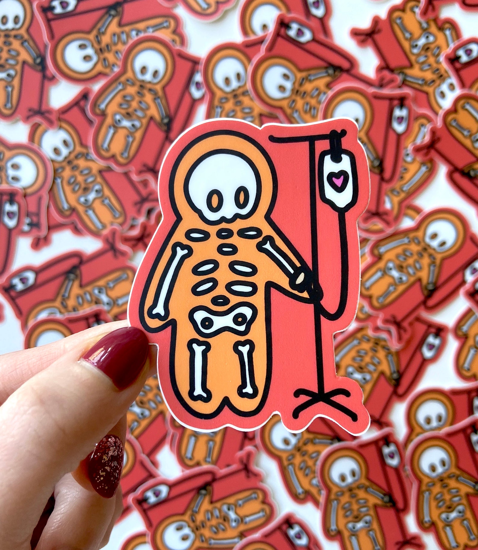 SICK SKELETON STICKER Vinyl Art Sticker Spooky Doodle Club Sick Kids ...