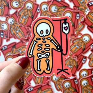 SICK SKELETON STICKER - Vinyl Art Sticker - Spooky Doodle Club ~ Sick ...