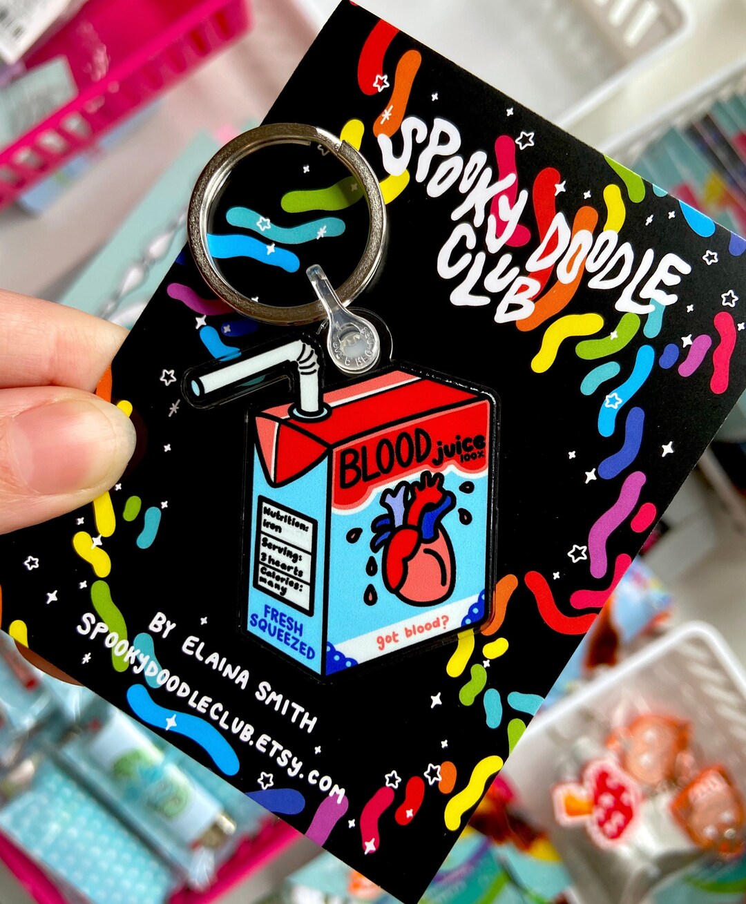 BLOOD JUICE BOX Keychain - Bloody Heart Keychain, Vampire Unique Gift ...