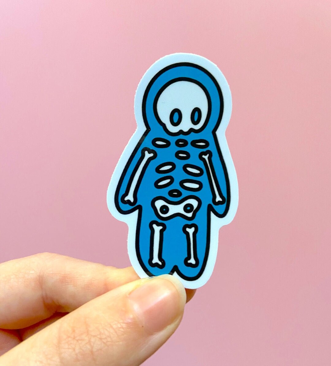 SKELETON STICKER - Waterproof Vinyl Halloween Sticker, Blue Skeleton ...