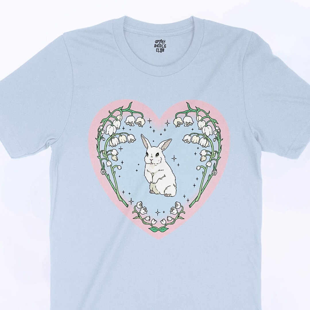 BUNNY SHIRT White Rabbit Shirt, Lily of the Valley Botanical Tee ...