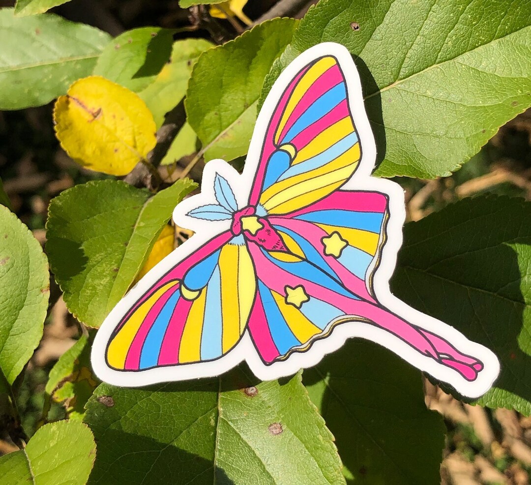 PANSEXUAL MOTH STICKER - Subtle Pan Pride Vinyl Art Sticker, Insect ...