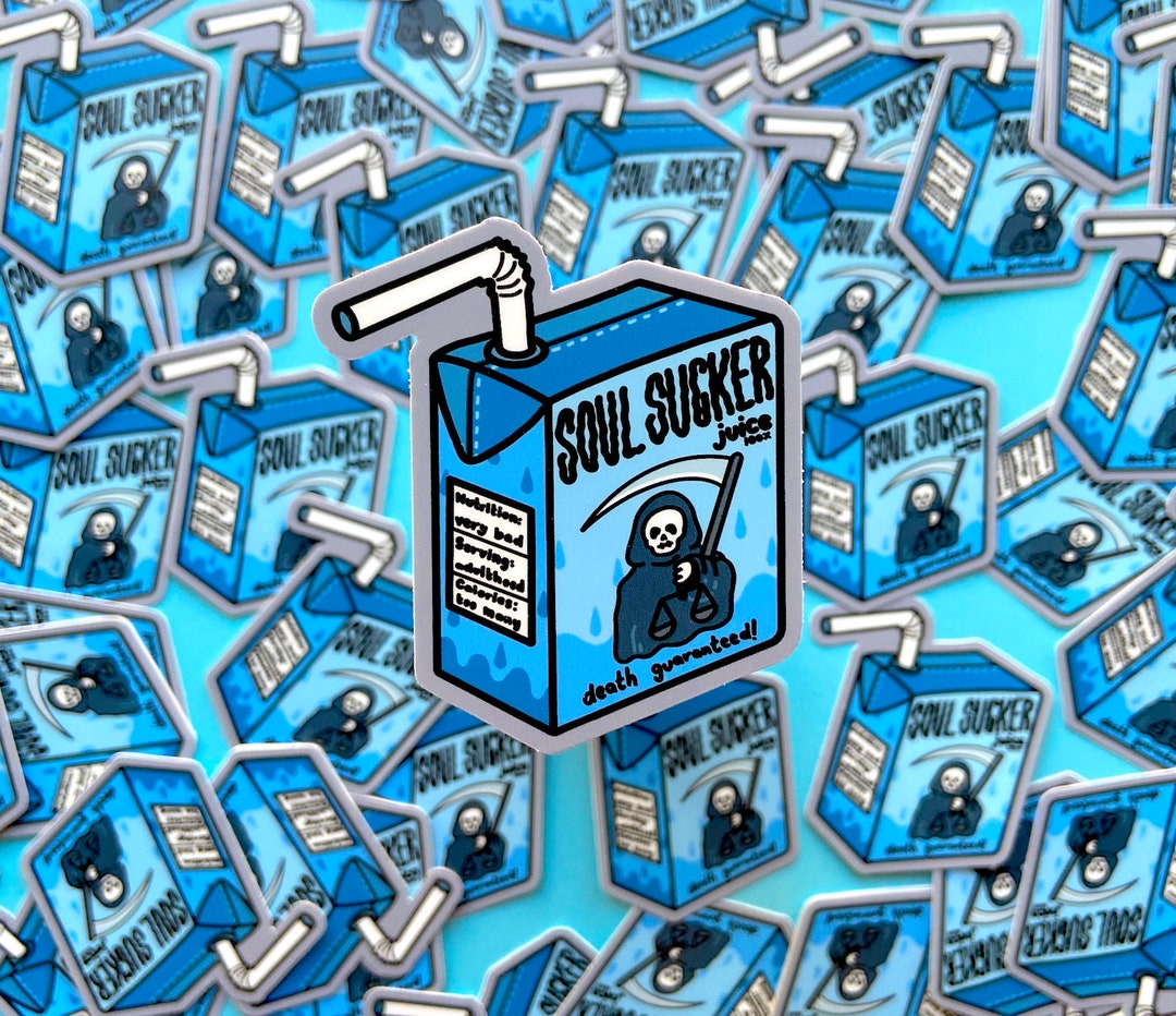 SOUL SUCKER JUICE Sticker - Halloween Juice Box Sticker, Grim Reaper ...