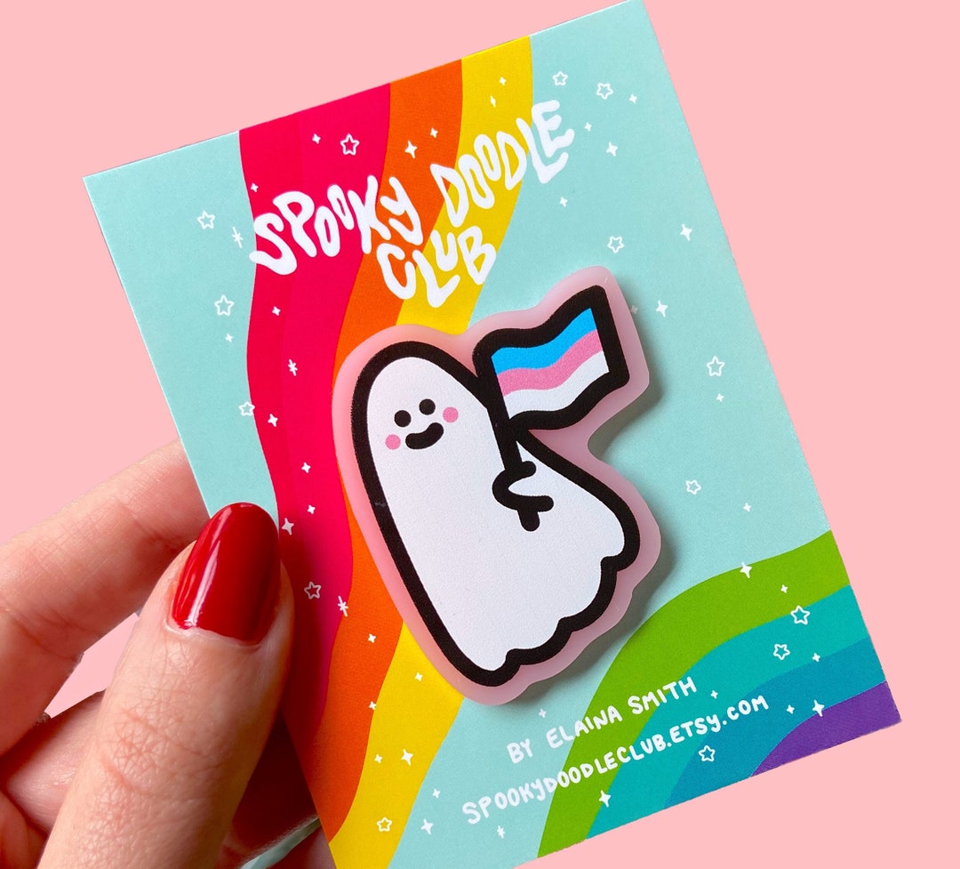 TRANS PRIDE Ghost Pin ~ Cute Acrylic Pride Flag Pin, Transgender ...