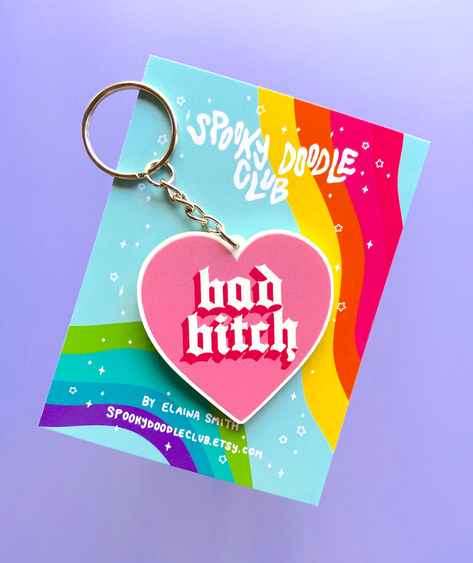 BAD BITCH KEYCHAIN Spooky Doodle Club Acrylic Keychain 2 - Etsy