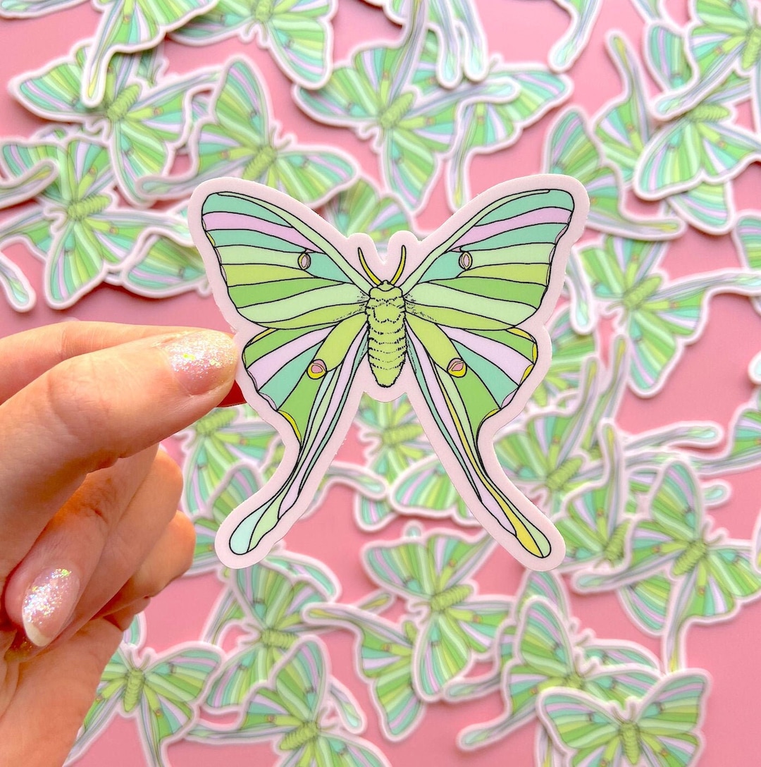 LUNA MOTH STICKER - Crescent Moon Moth Sticker, Celestial Stationery ...