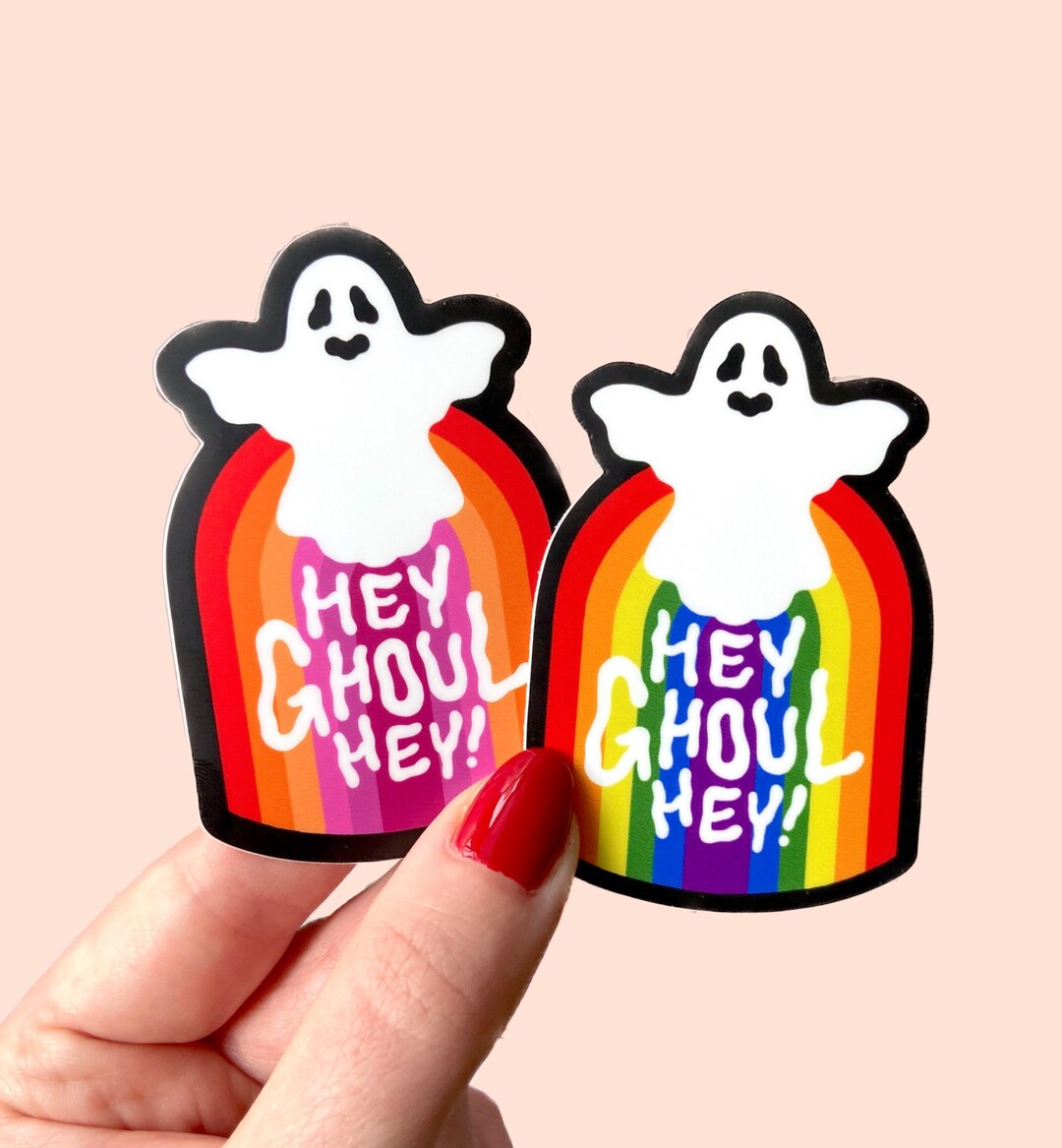 HEY GHOUL HEY Sticker - Gay Pride Ghost Sticker, Rainbow Halloween ...