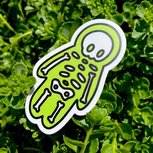 GREEN SKELETON STICKER - Vinyl Art Sticker - Spooky Doodle Club - Etsy