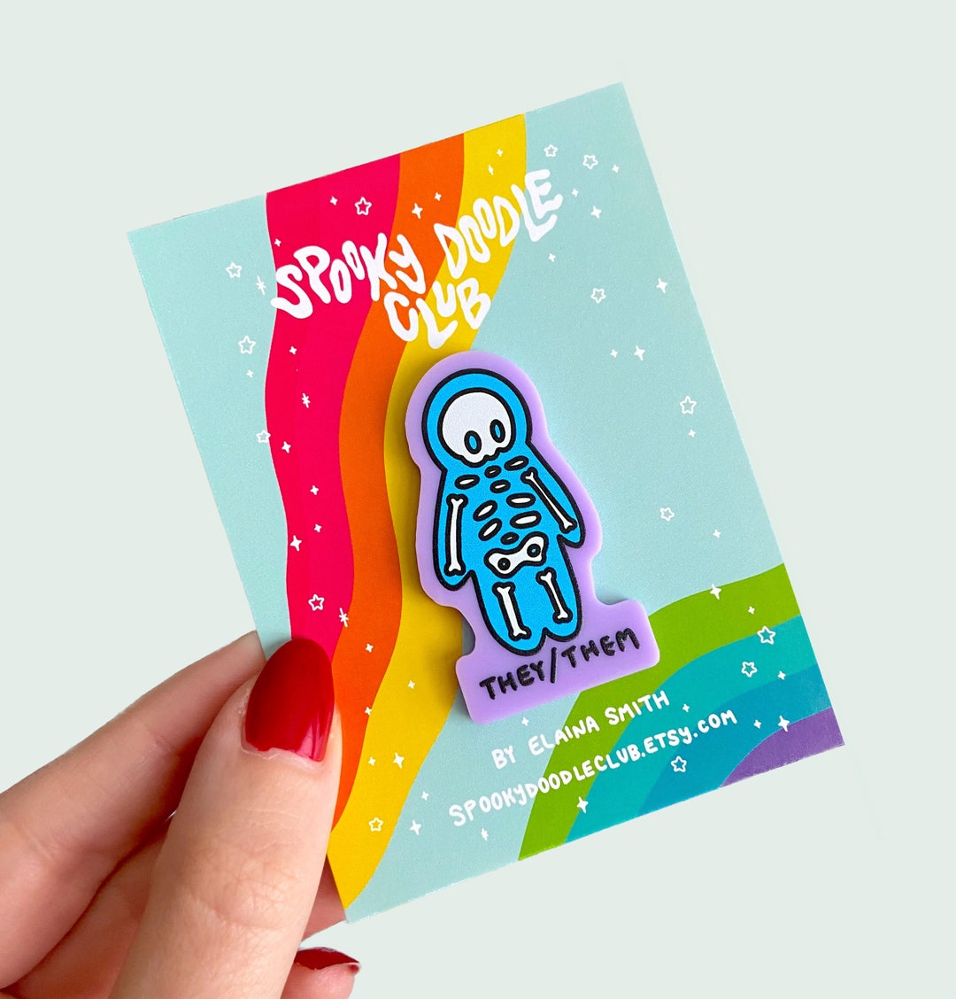 THEY/THEM Pronoun Pin ~ Skeleton Acrylic Gender Identity Pin, My ...