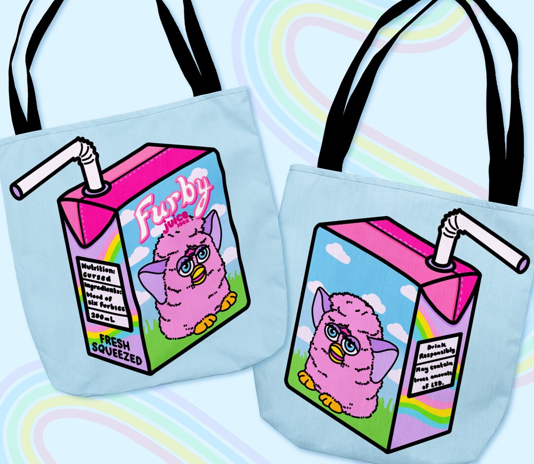 FURBY JUICE Tote Bag Rainbow Furby Custom Tote Bag, Unique Kitschy Gift ...