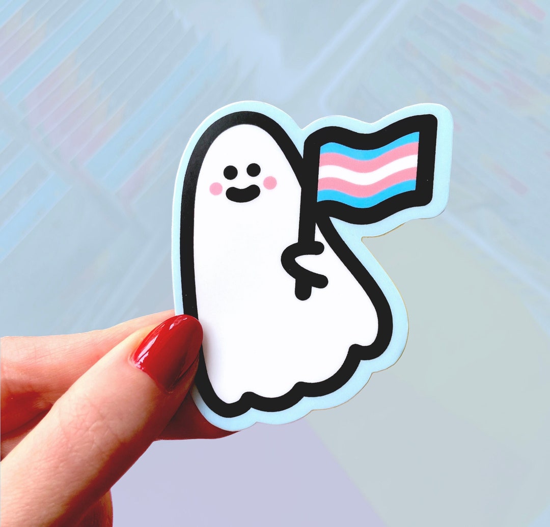 TRANS PRIDE GHOST Sticker Vinyl Transgender Flag Stickers, Spooky Trans ...