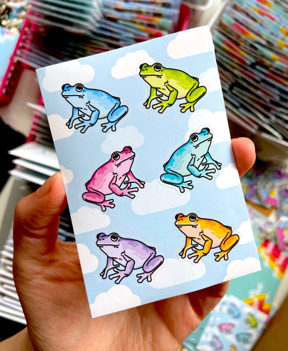 Paper & Party Supplies Stickers Frog Vinyl Sticker Sheet etna.com.pe