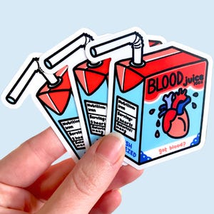 BLOOD JUICE STICKER - Horror Juice Box Sticker, Vampire Blood, Funny ...